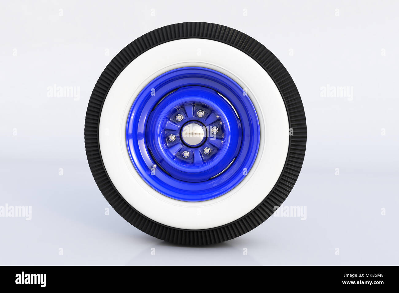Blue retro wheel. 3D render Stock Photo - Alamy