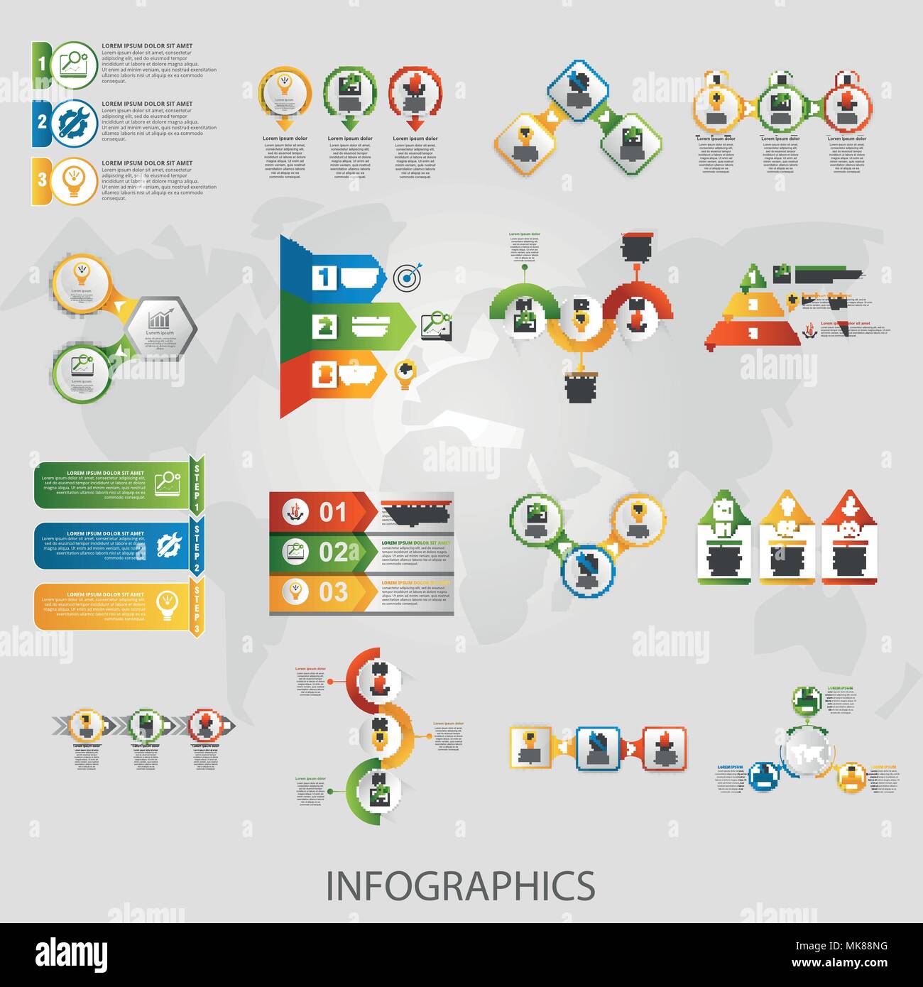 Modern vector illustration 3d. Template infographics set with three ...