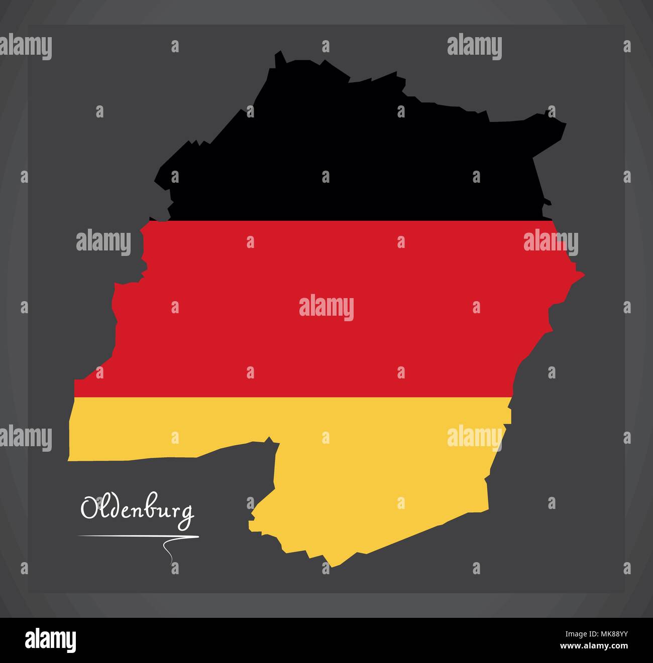 Oldenburg map with German national flag illustration Stock Vector Image ...