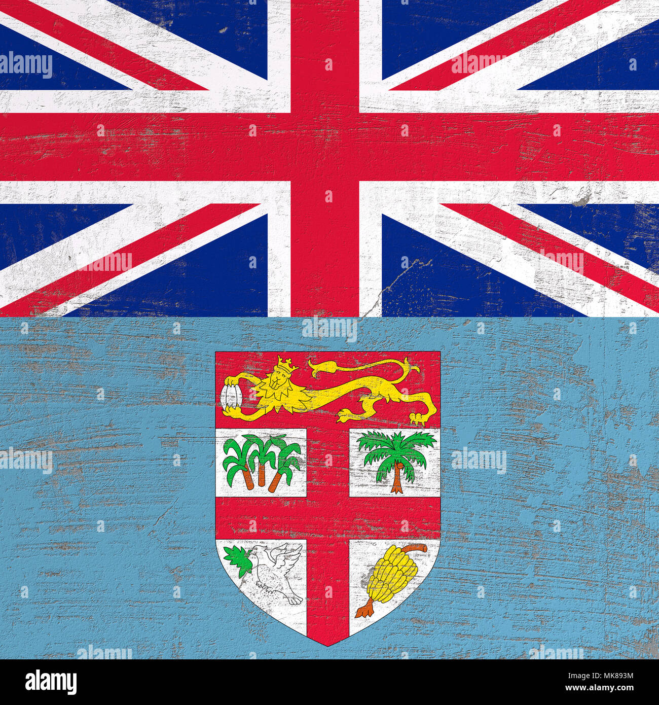 3d rendering of Fiji Islands flag in a scratched surface Stock Photo ...