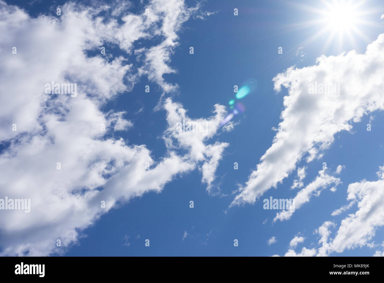 Blue sky with clouds in winter Stock Photo - Alamy