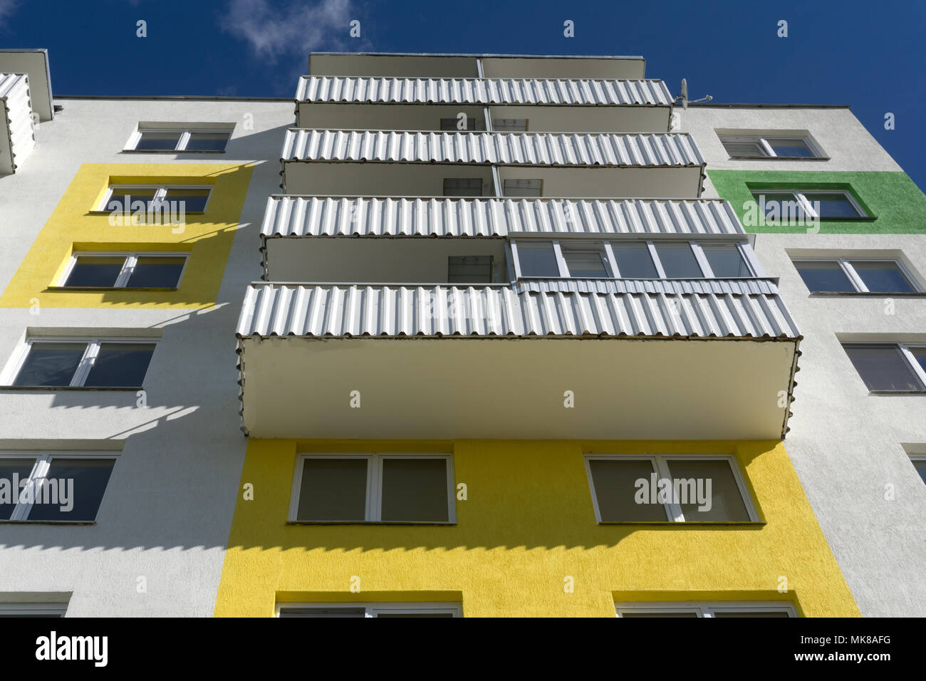 bottom view of facade of modern multi storey house Stock Photo - Alamy