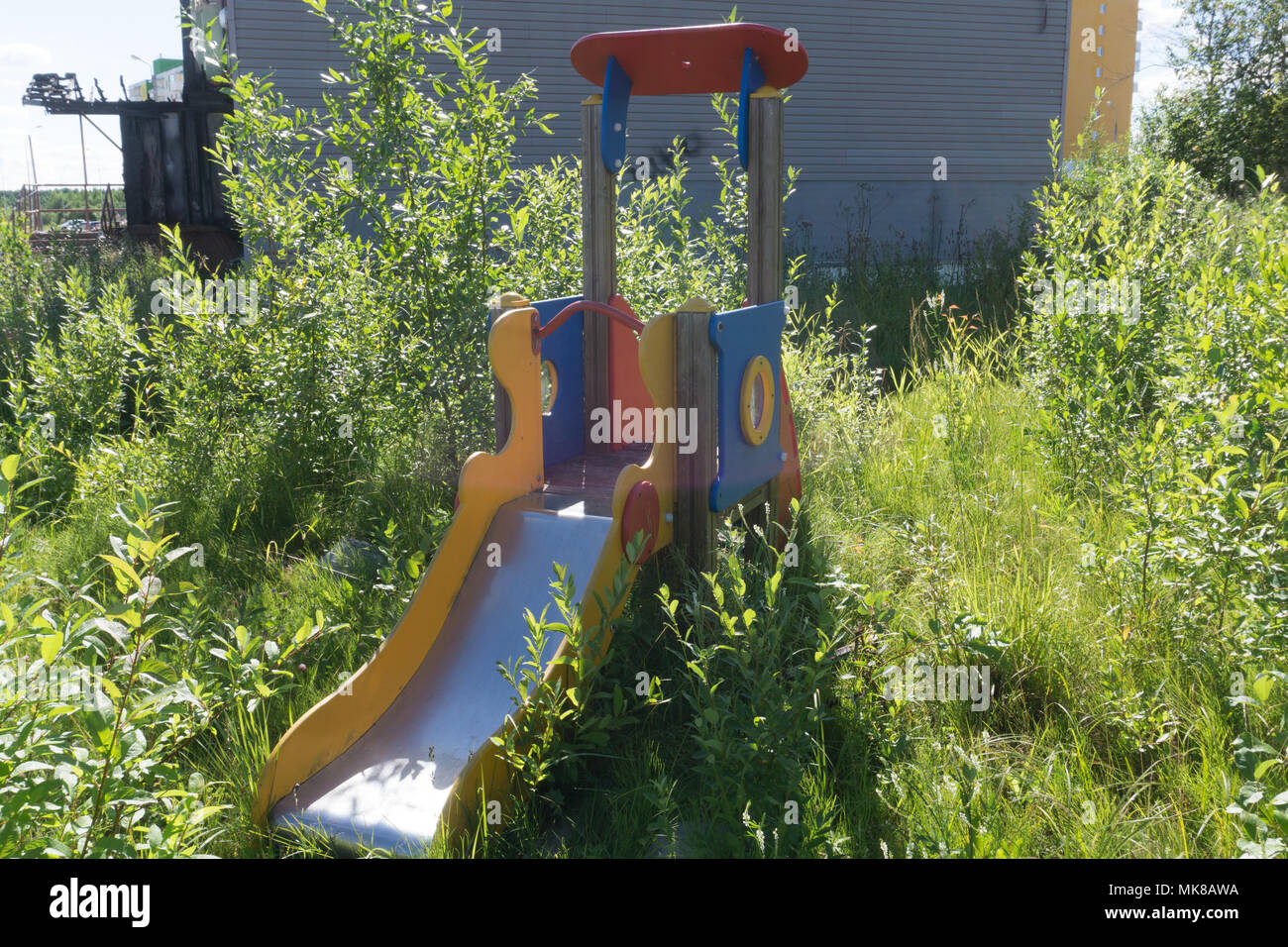 old rusted children's playgrounds dramatic holiday steel Stock Photo ...