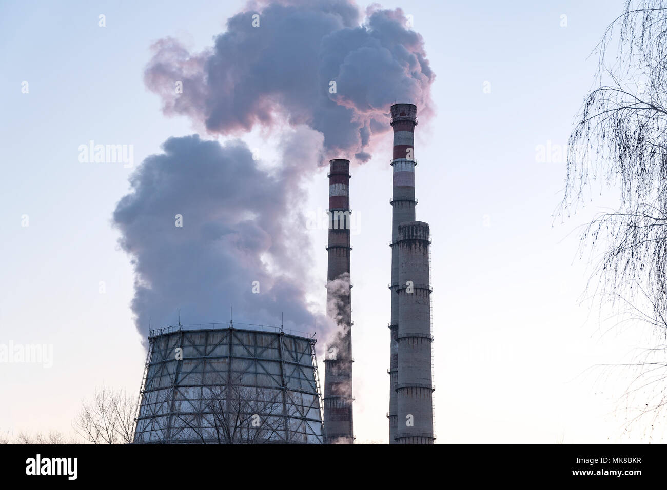 Smoke from factory pipes Stock Photo - Alamy