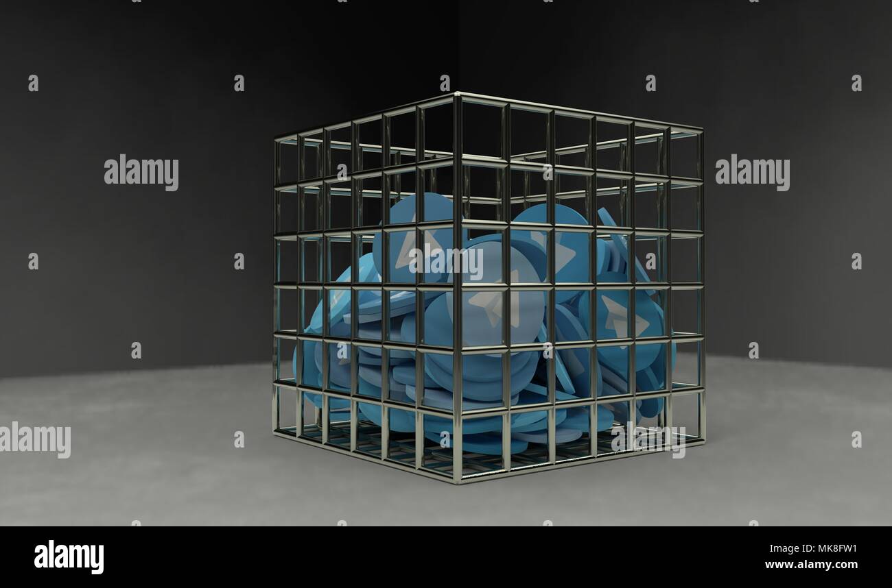 Blue paper plane coins in the jail 3d render Stock Photo - Alamy