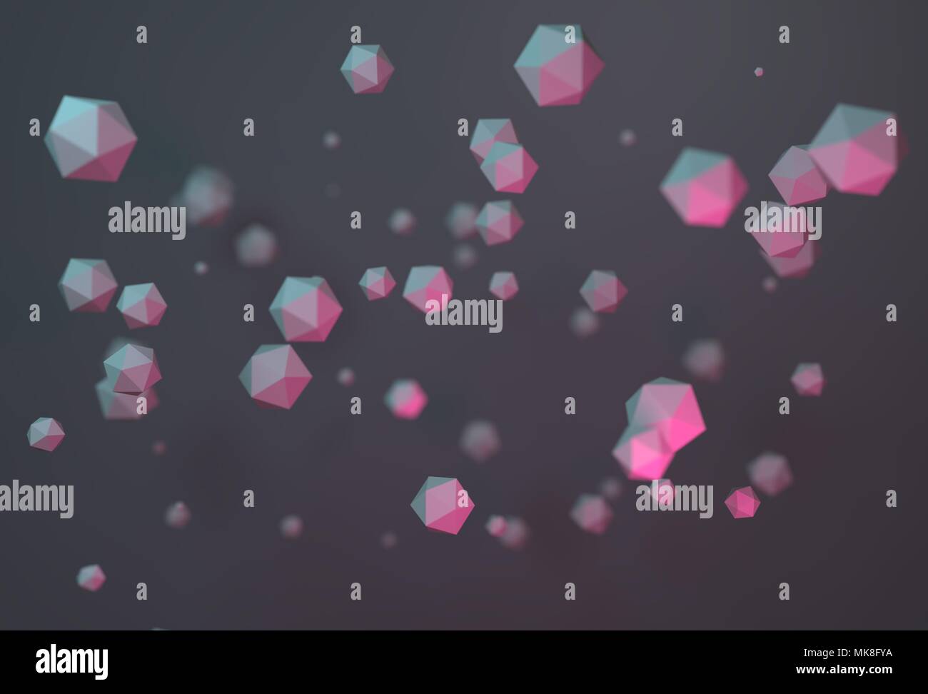 Colorful abstract geometric background with 3d solid figures icospheres ...