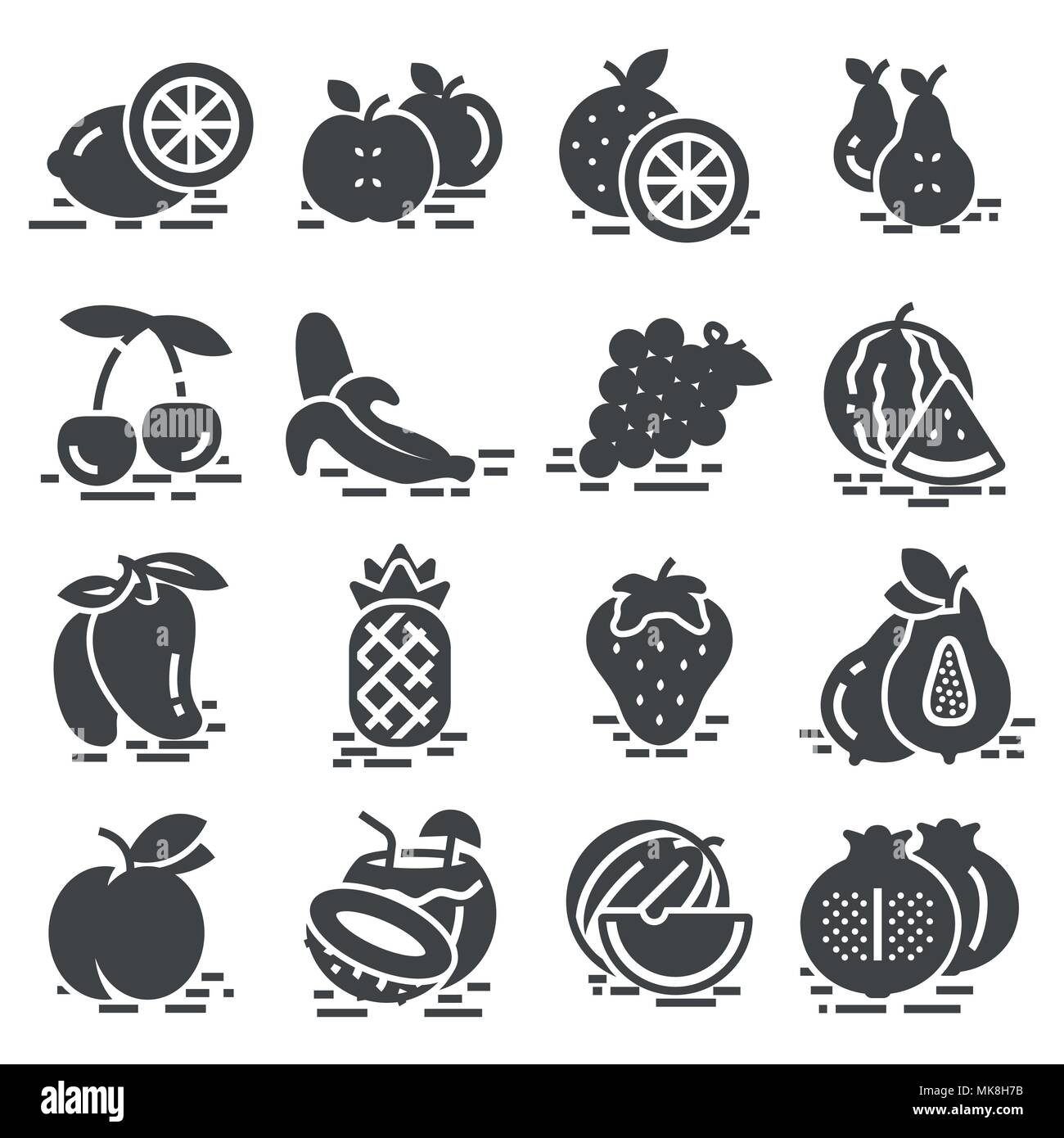 Black Set of fruit icons. Vector illustration Stock Vector Image & Art ...
