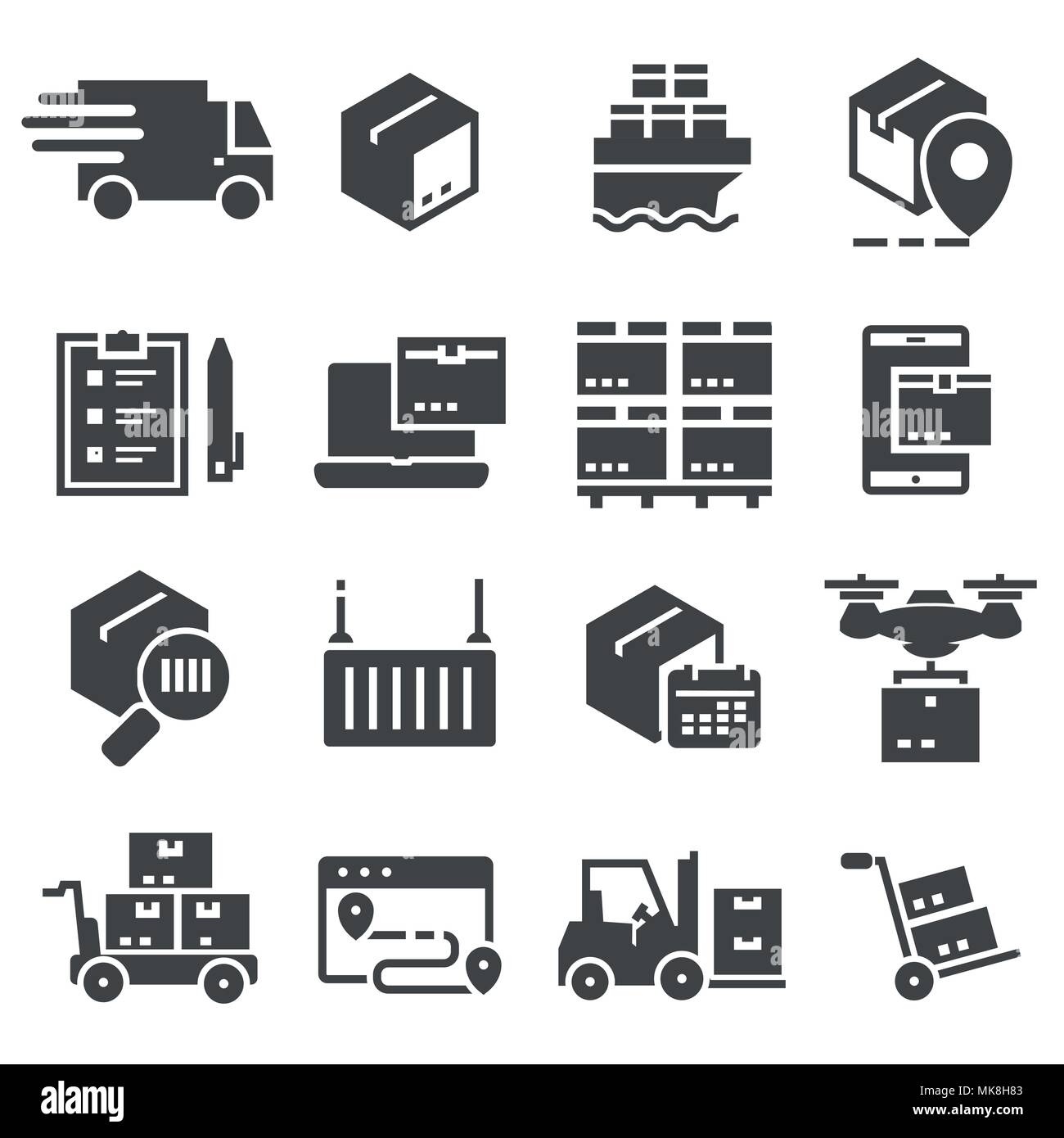 Vector black delivery icons set on white background Stock Vector Image ...