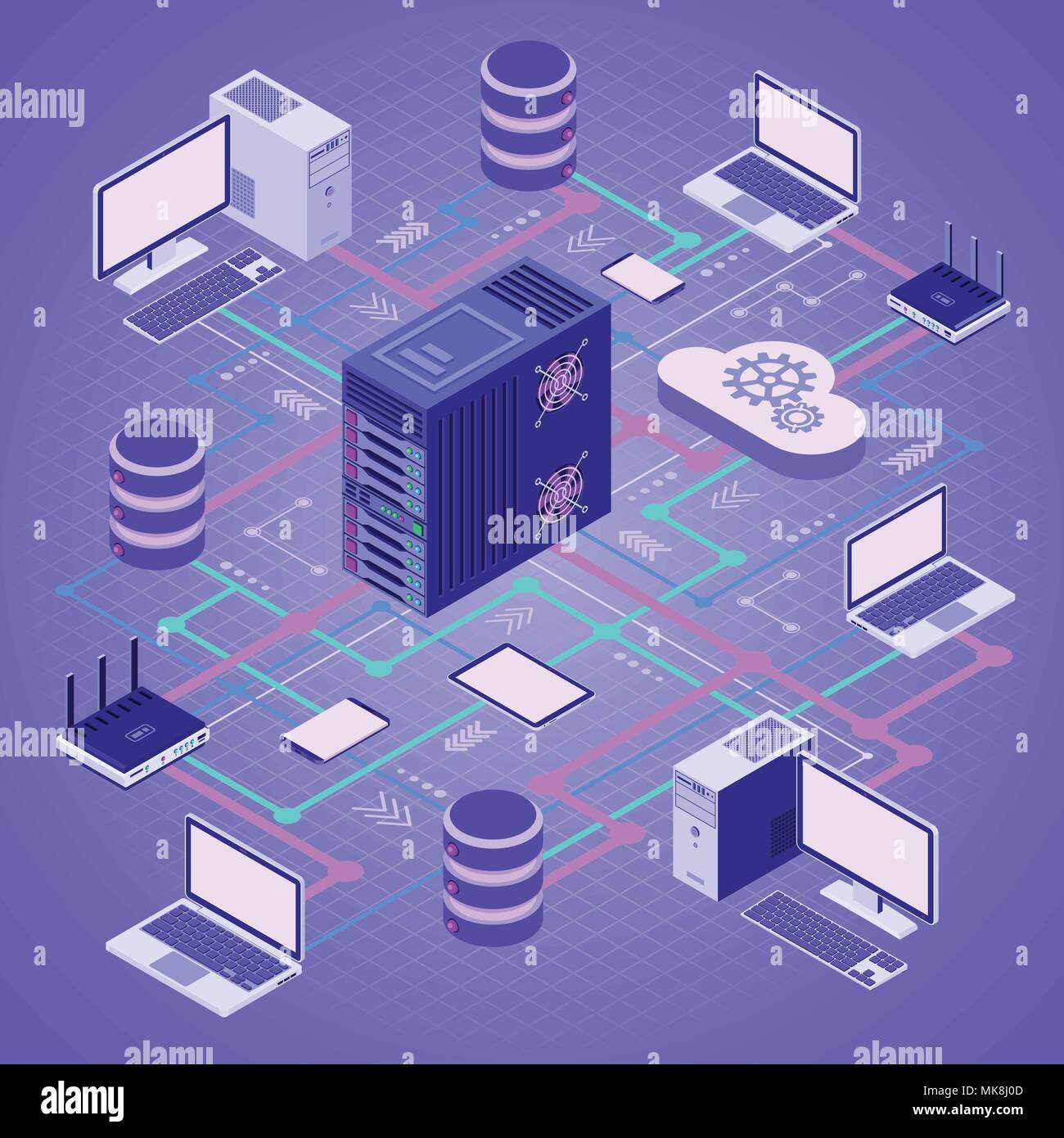 Data Network Cloud Computing Technology Isometric Stock Vector Image And Art Alamy