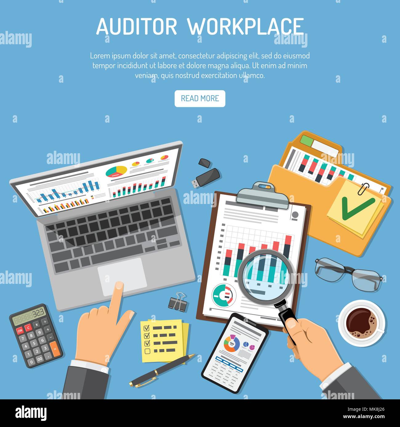 Auditor Workplace Concept Stock Vector Image & Art - Alamy
