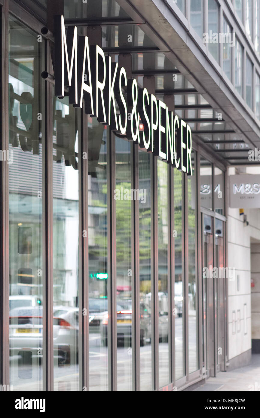 Abstract view of Marks and Spencer's shop sign Stock Photo - Alamy