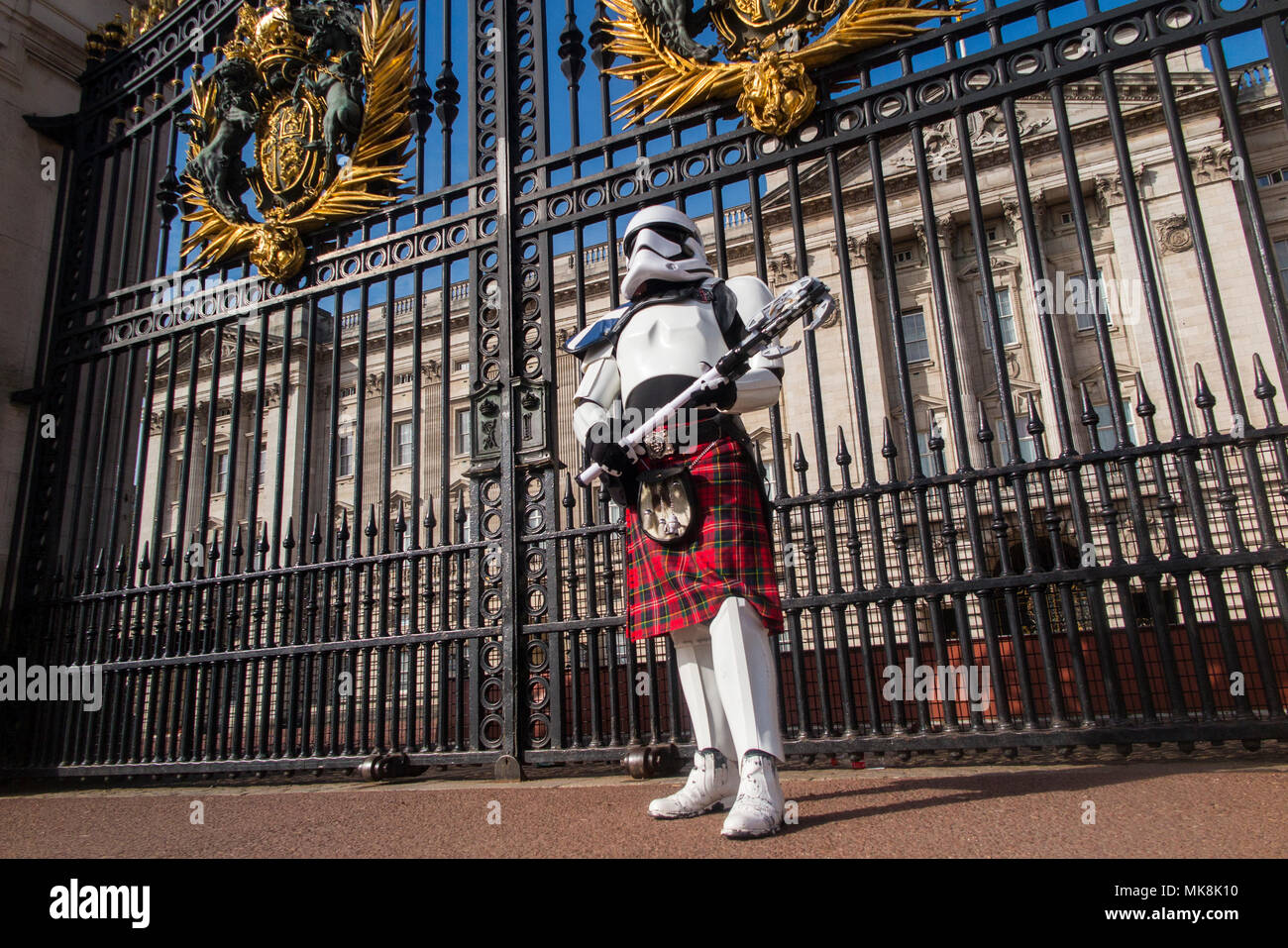 A stormtrooper wearing a kilt guards the Queen and Buckingham Palace on ...
