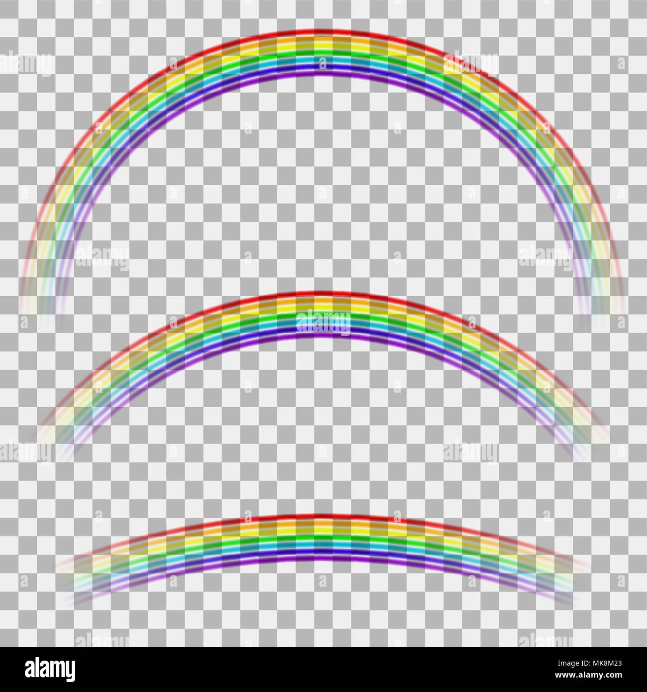 Curved Colorful Rainbow on Checkered Background. Transparent Weather ...