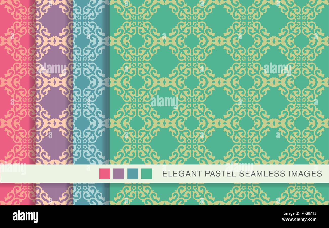 Seamless pastel background set Check Curve Cross Crest Frame ...