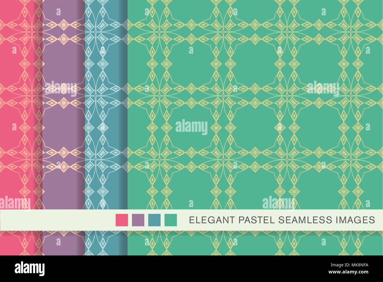 Seamless pastel background set Curve Polygon Cross Frame Diamond Check Gem, collection of ...
