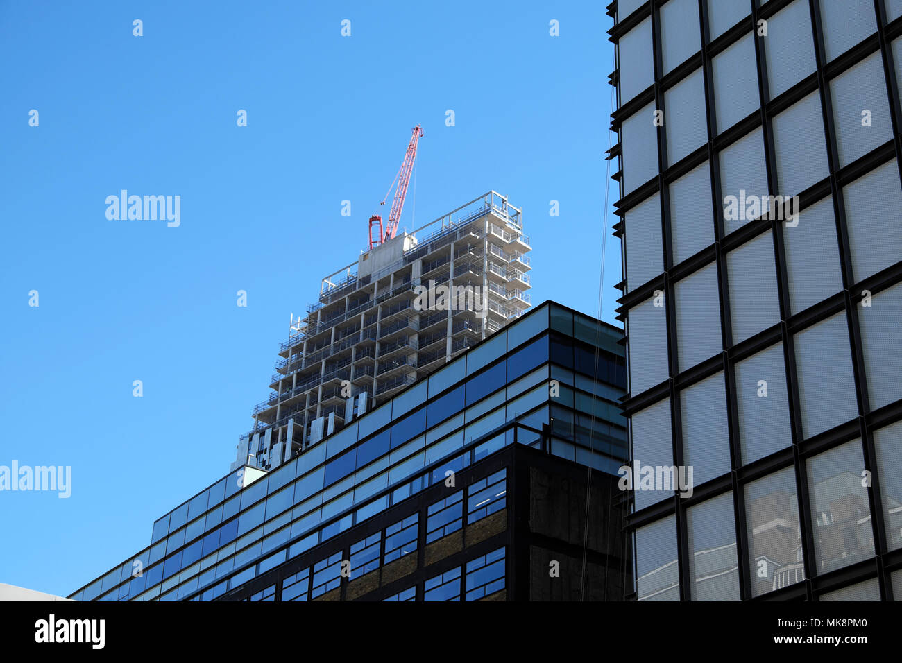 Exterior view of tall skyscraper high rise modern tower block in the ...