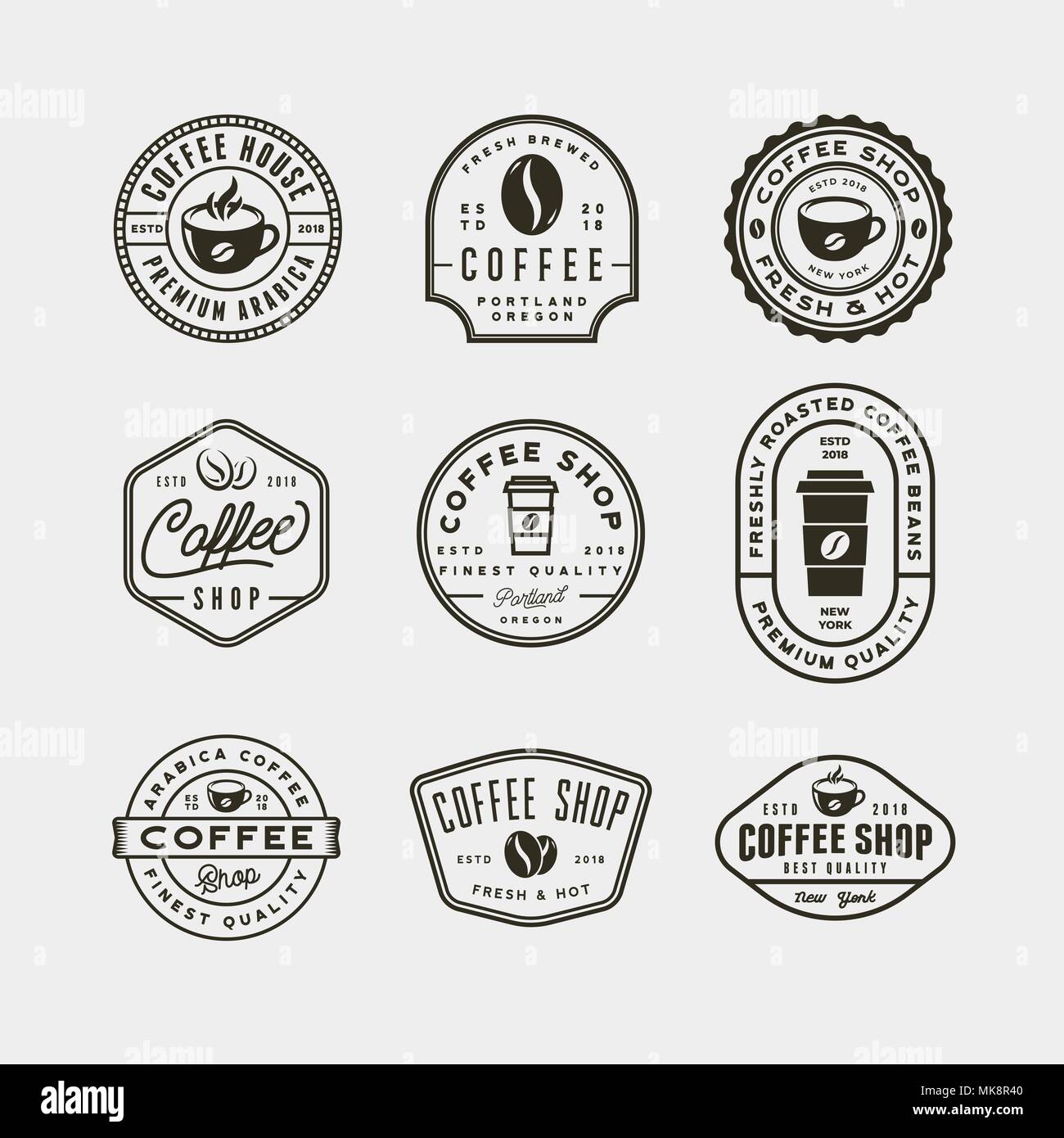 set of modern vintage coffee shop labels. vector illustration Stock ...