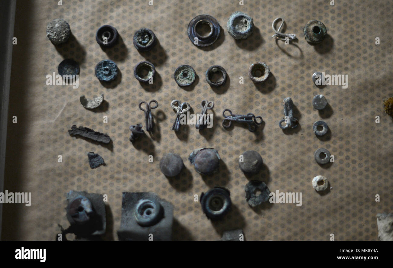 Pictured is material evidence on a tray in the Material Evidence Lab ...