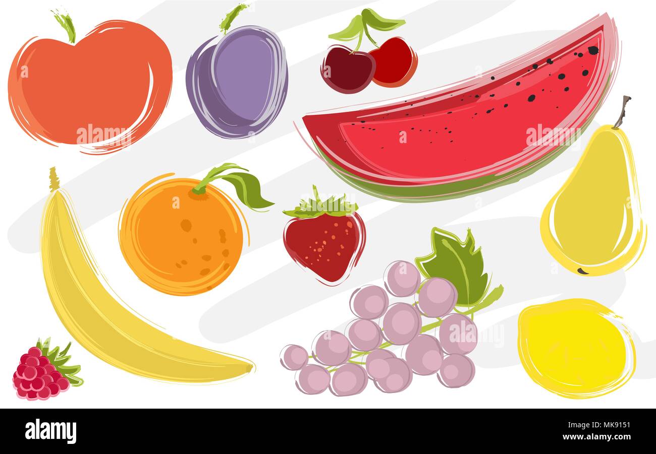 Watercolor fruits hi-res stock photography and images - Alamy