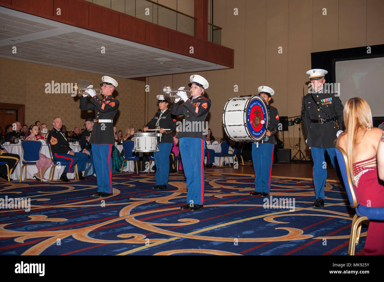 U.S. Marines with the Quantico Marine Corps Band sound the Adjutant's ...