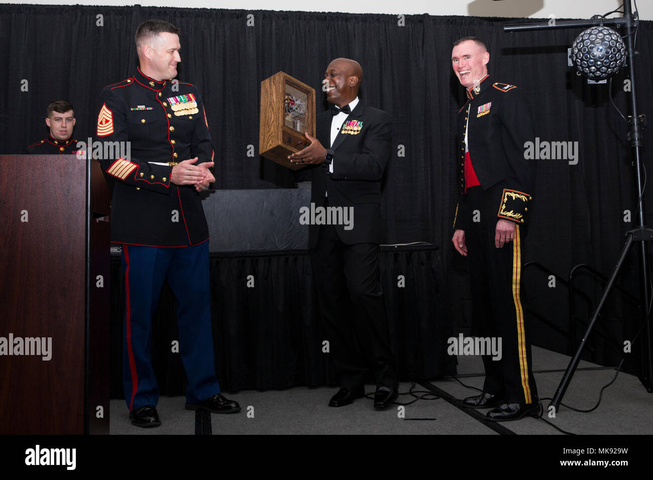 U.S. Marine Corps Col. Ryan Gutzwiller, right, commanding officer for ...