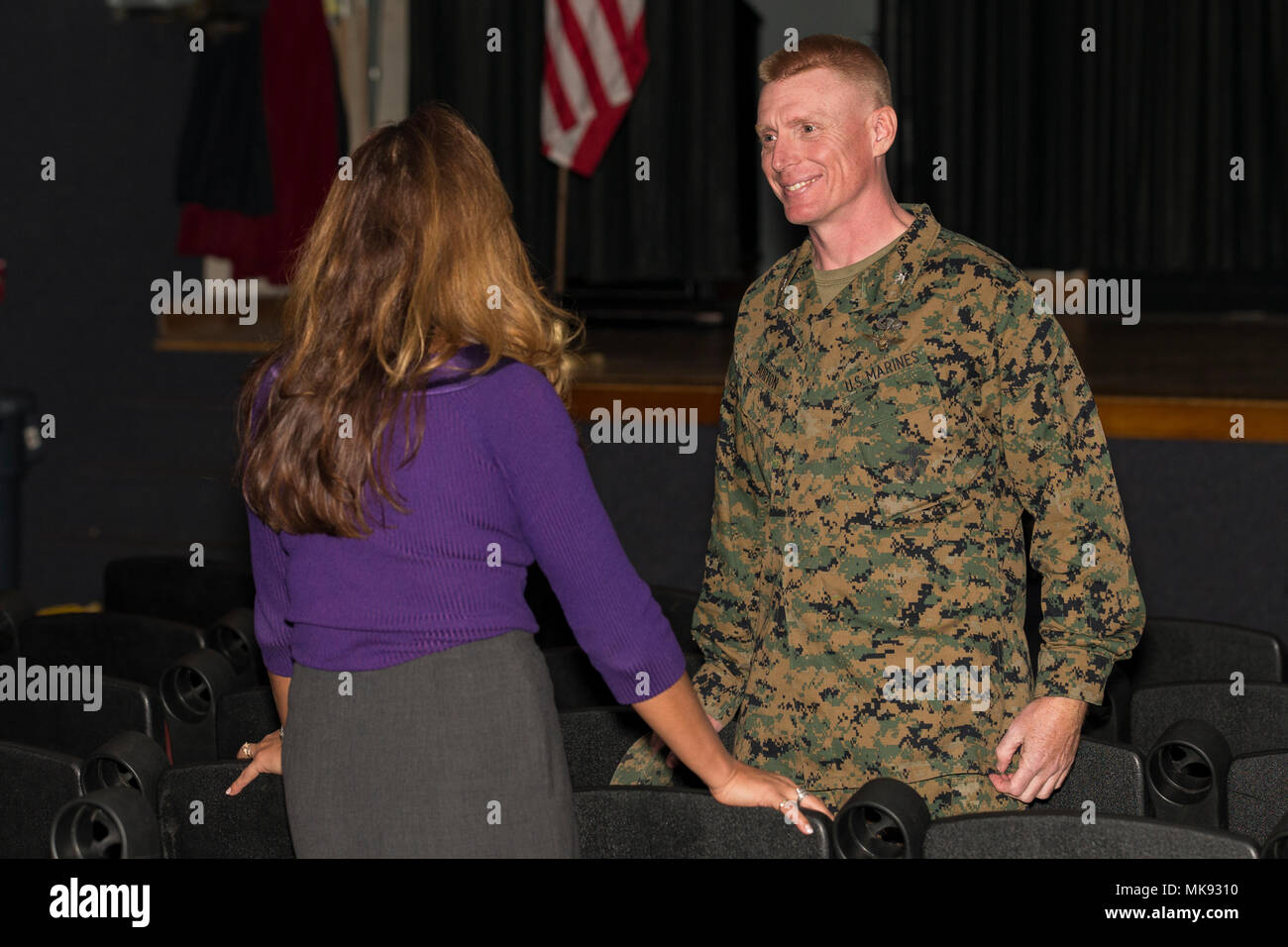 U.S. Marine Corps Col. Russell C. Burton, right, commanding officer ...