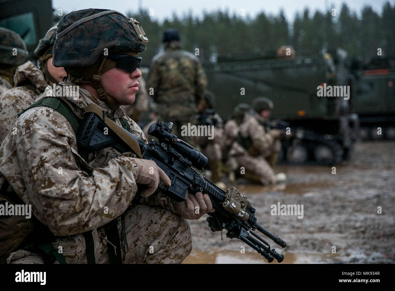 U.S. Marines with Marine Rotational Force Europe (MRF-E) 17.2 conduct ...