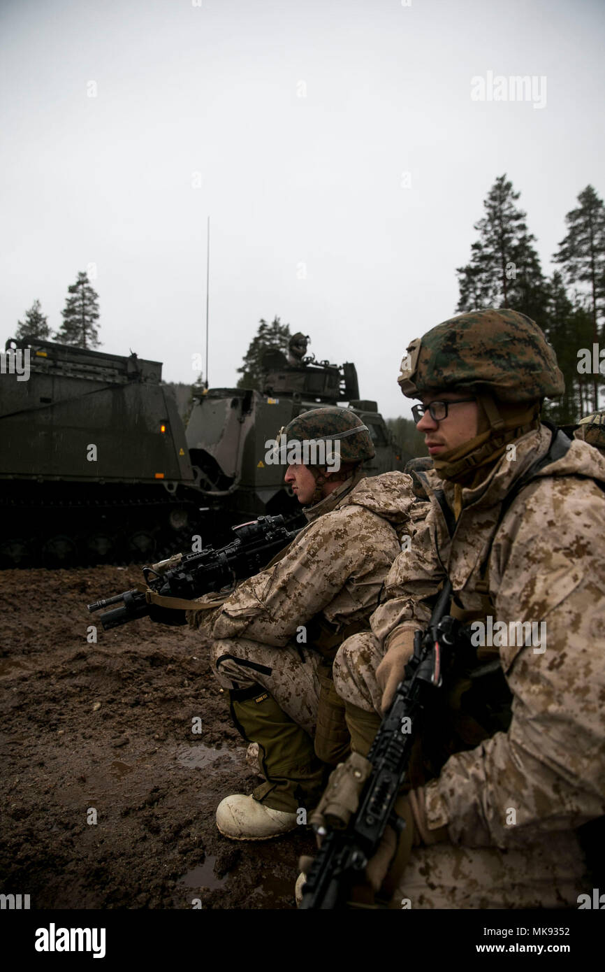 U.S. Marines with Marine Rotational Force Europe (MRF-E) 17.2 conduct ...