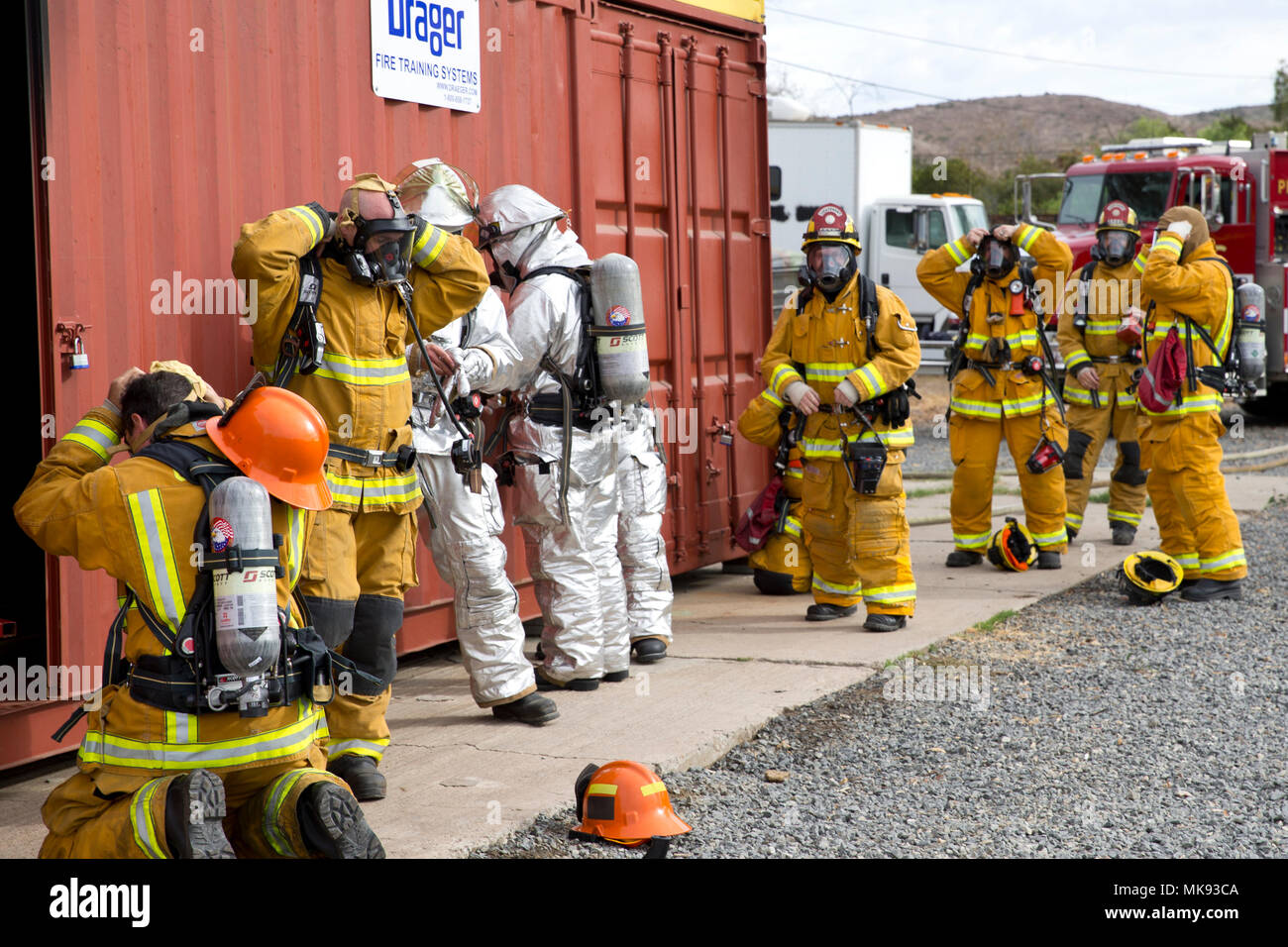 Aircraft Rescue and Firefighting Marines and Firefighters from Camp ...