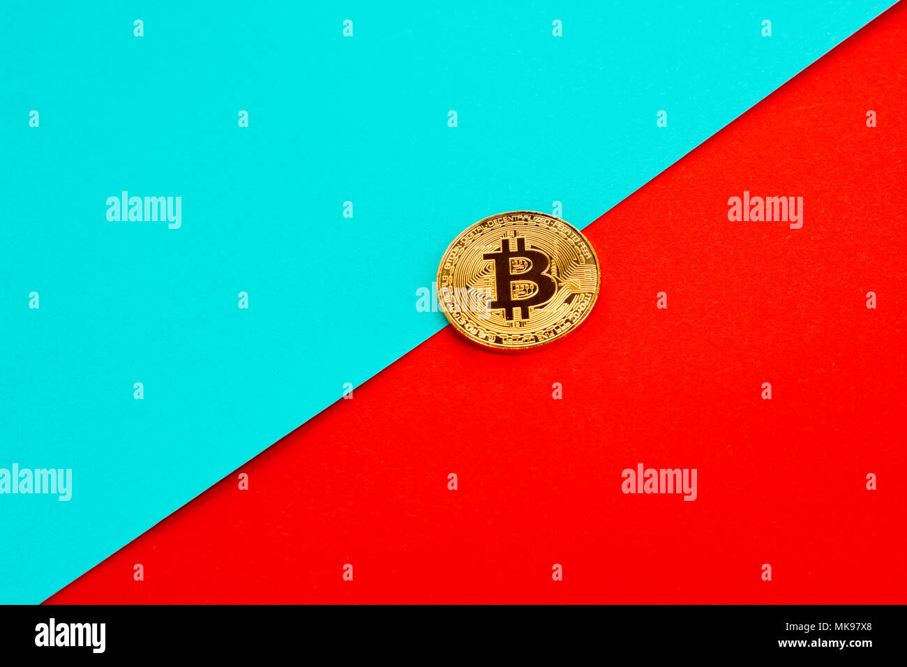 Bitcoin on colorful paper background with copy space Stock Photo - Alamy