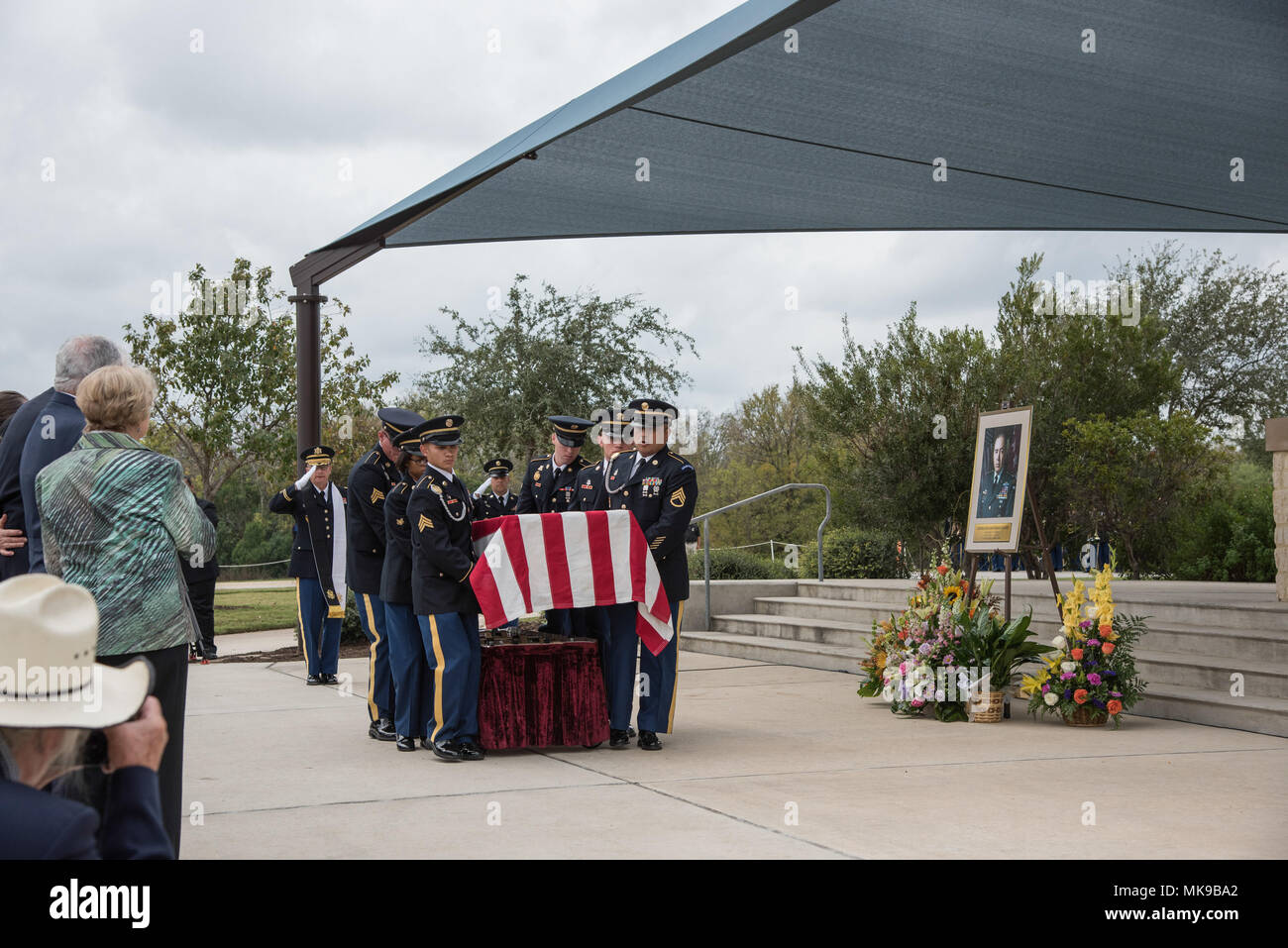 Retired Gen. Richard E. Cavazos, the U.S. Army's first Hispanic four-star general, casket is ...