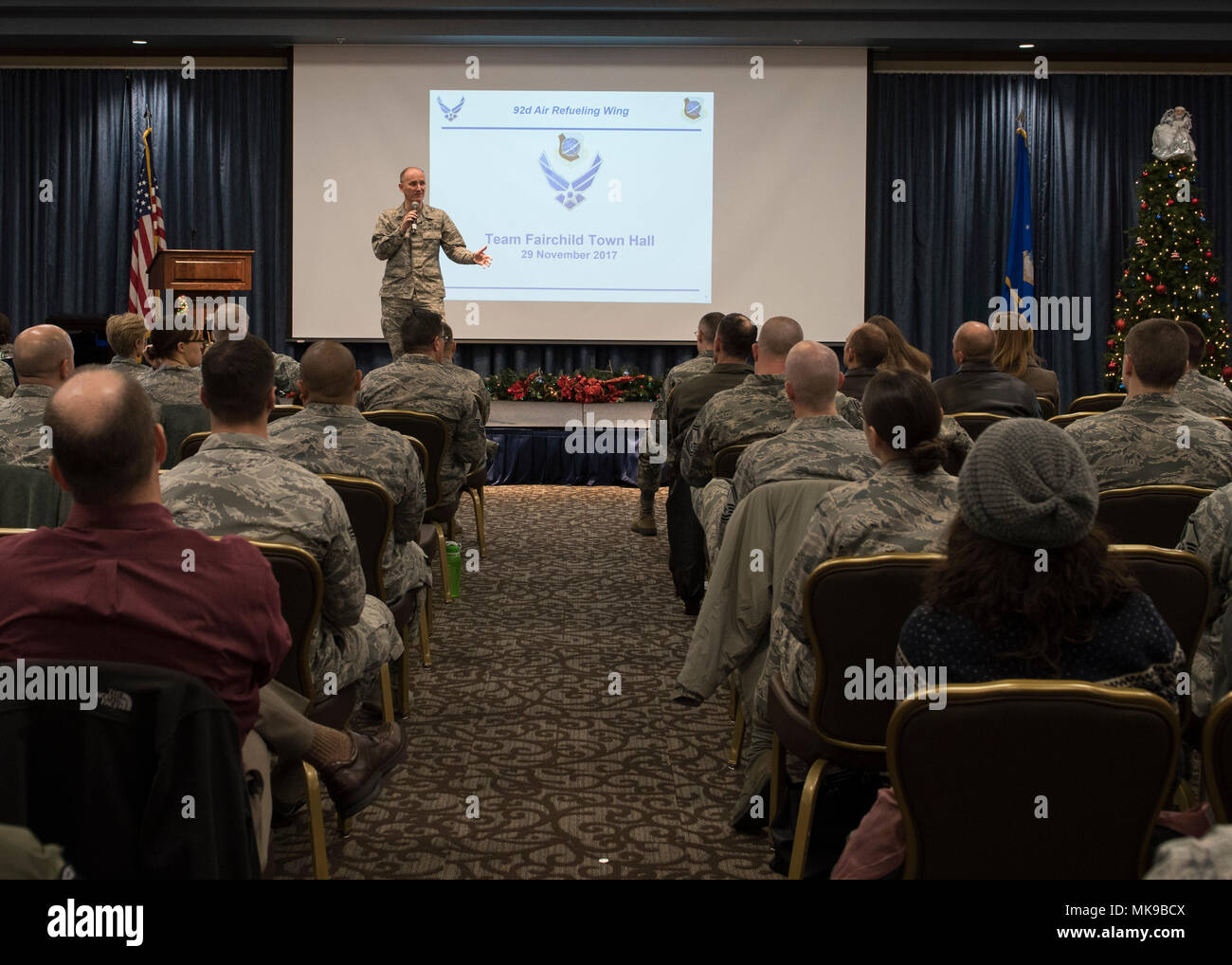 Col. Ryan Samuelson, 92nd Air Refueling Wing commander, kicks off the ...