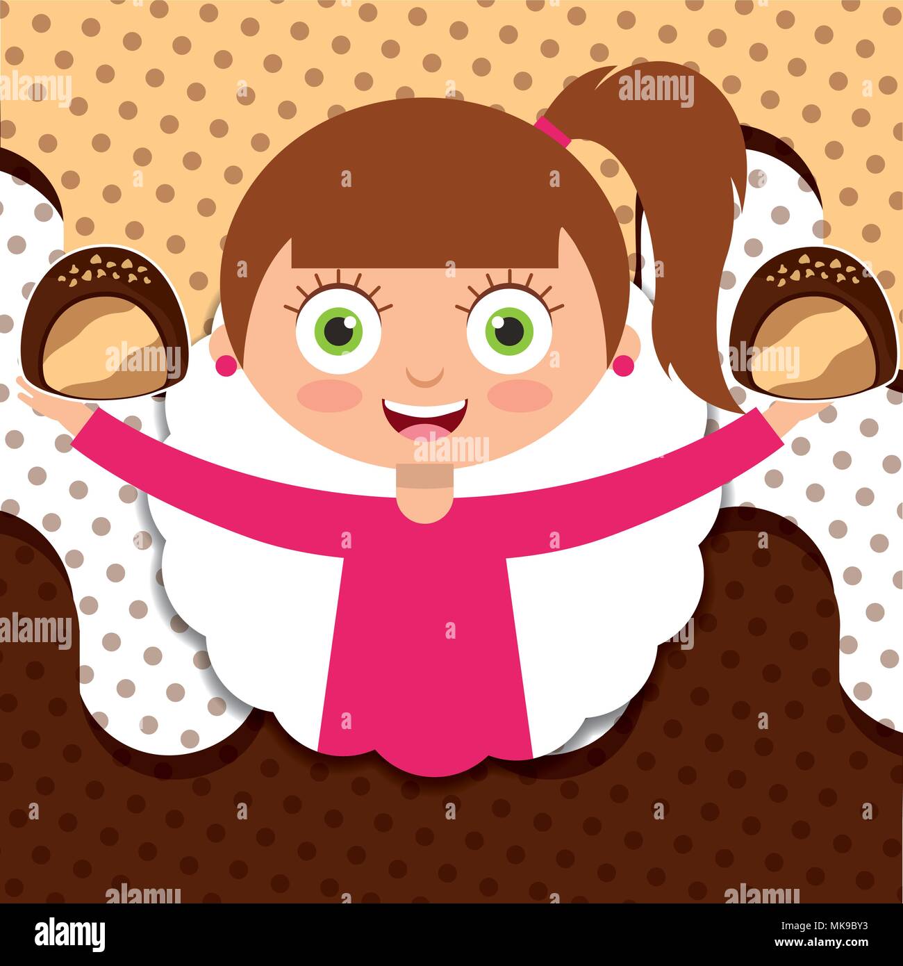 Girl eating chocolate bar Stock Vector Images - Alamy