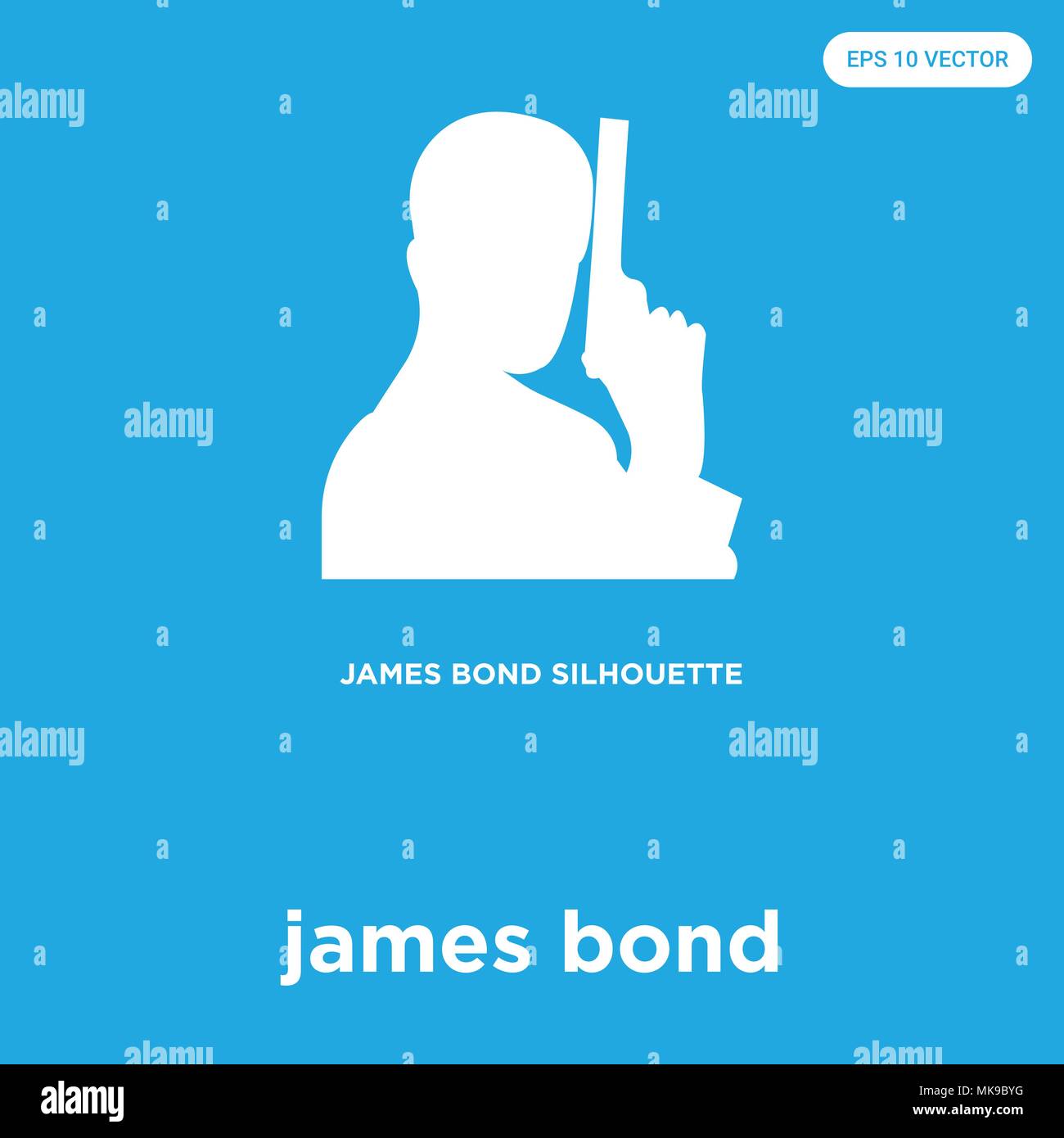 james bond vector icon isolated on blue background, sign and symbol ...