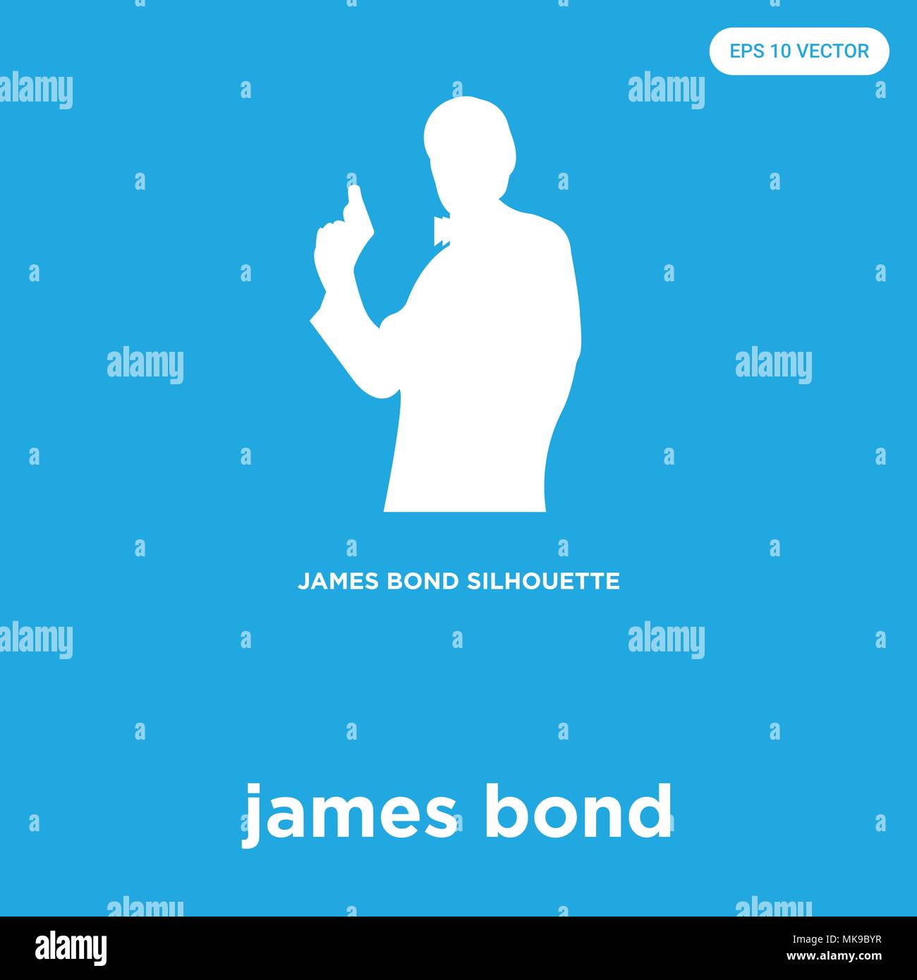 james bond vector icon isolated on blue background, sign and symbol ...