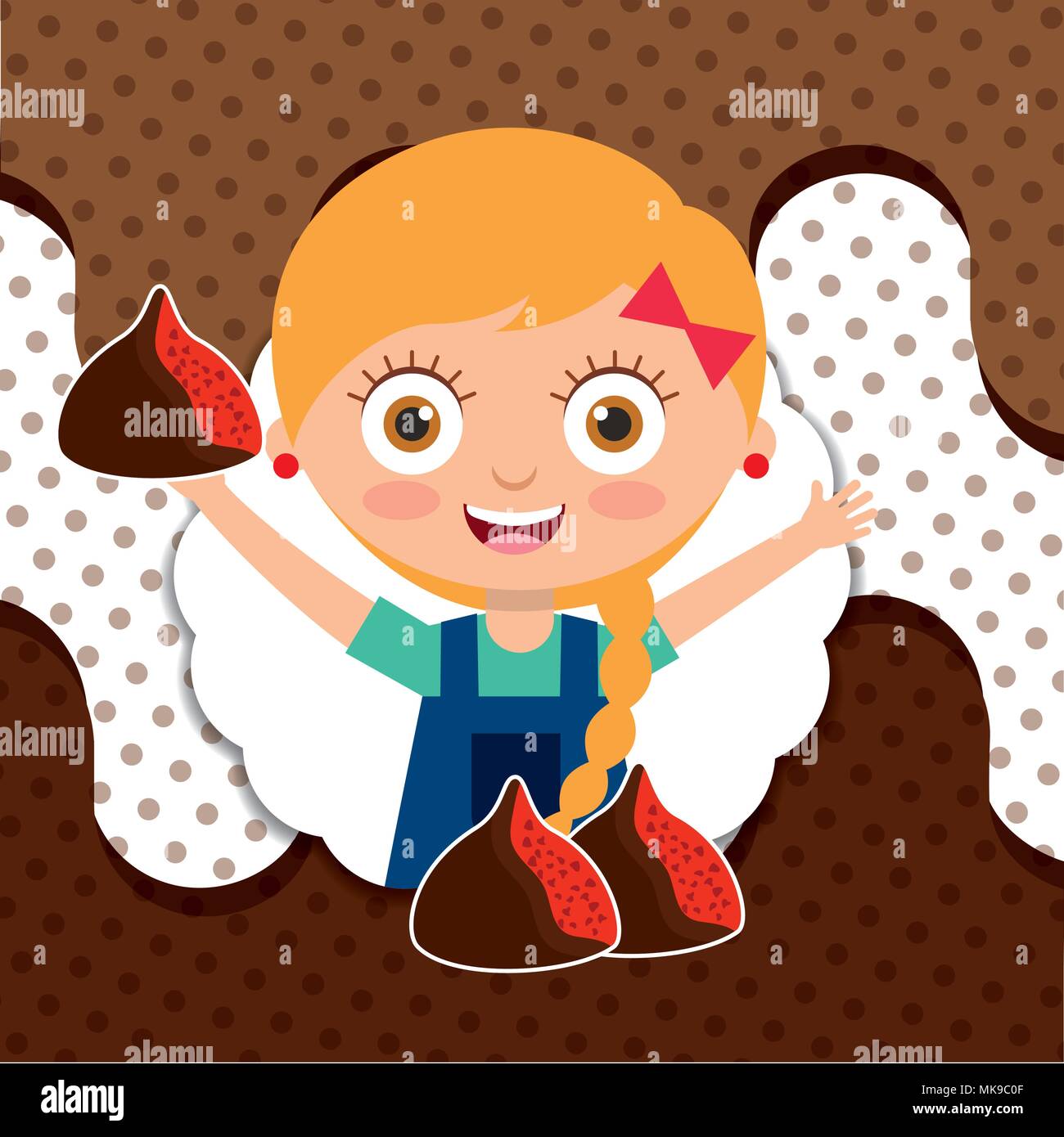 smiling girl holding sweet chocolate candy vector illustration Stock ...