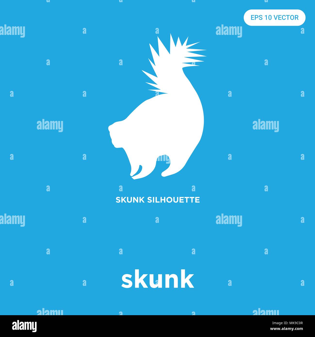 skunk vector icon isolated on blue background, sign and symbol Stock ...