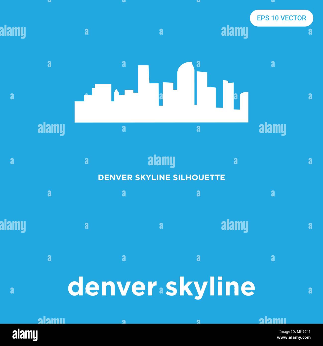 denver skyline vector icon isolated on blue background, sign and symbol ...