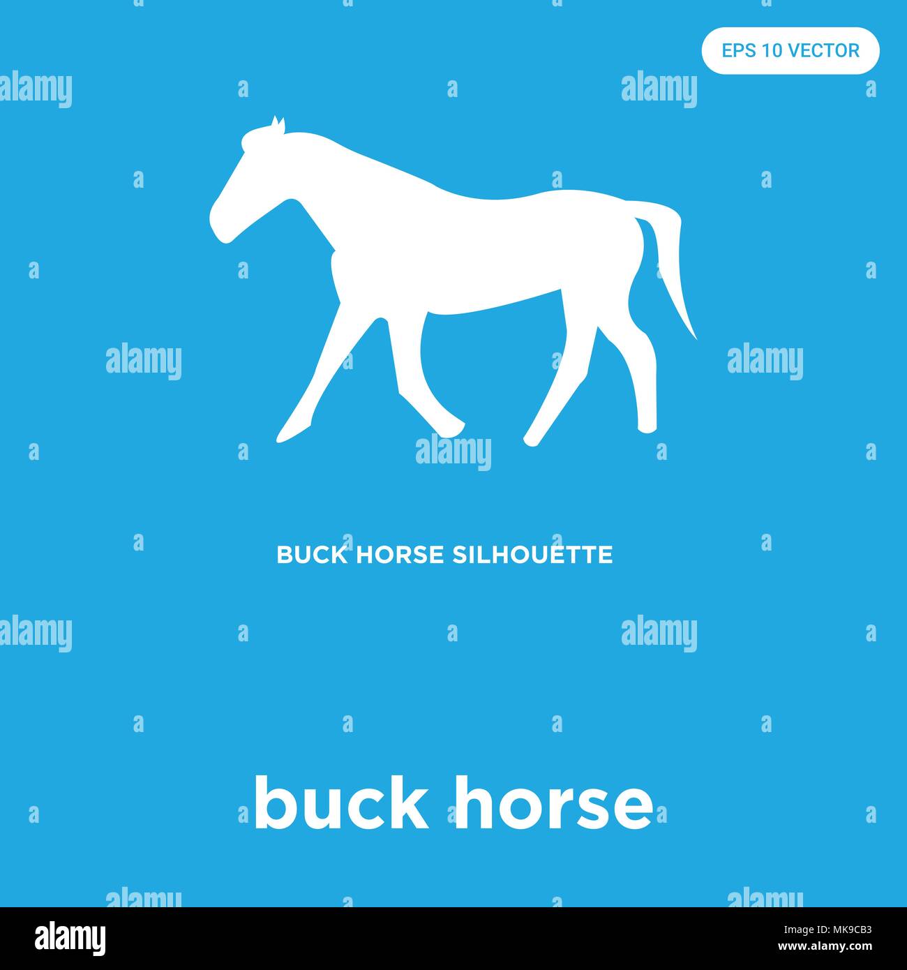 buck horse vector icon isolated on blue background, sign and symbol ...