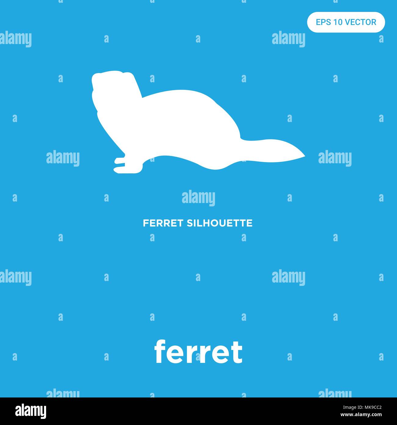 ferret vector icon isolated on blue background, sign and symbol Stock ...