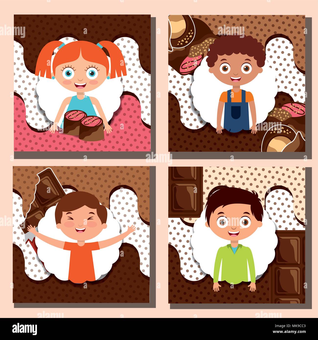 kids chocolate candy caramel food set vector illustration Stock Vector ...