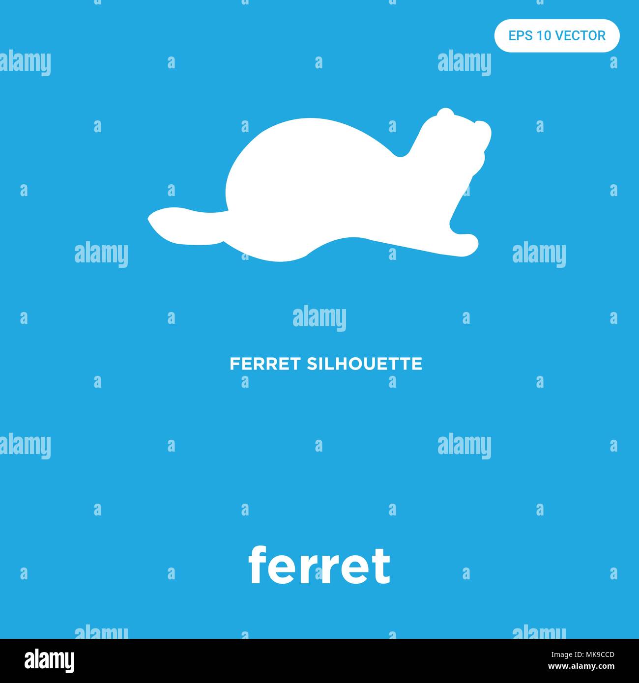 ferret vector icon isolated on blue background, sign and symbol Stock ...