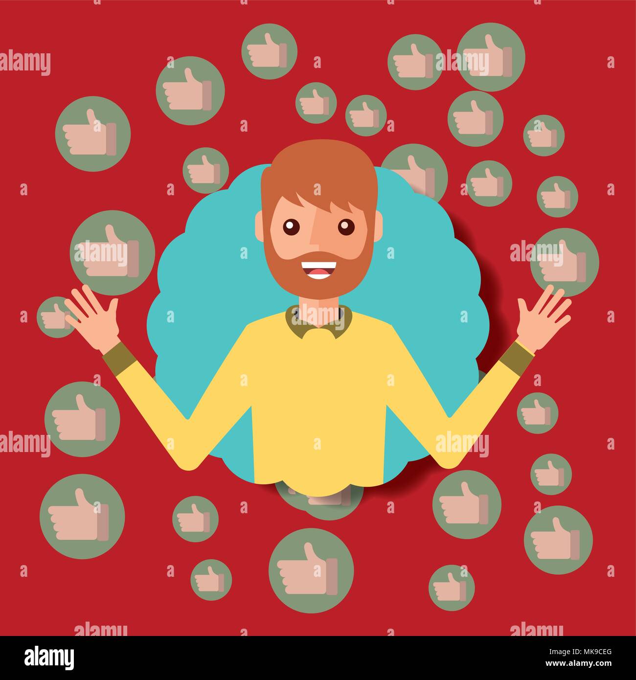 portrait young man with likes in bubbles vector illustration Stock ...