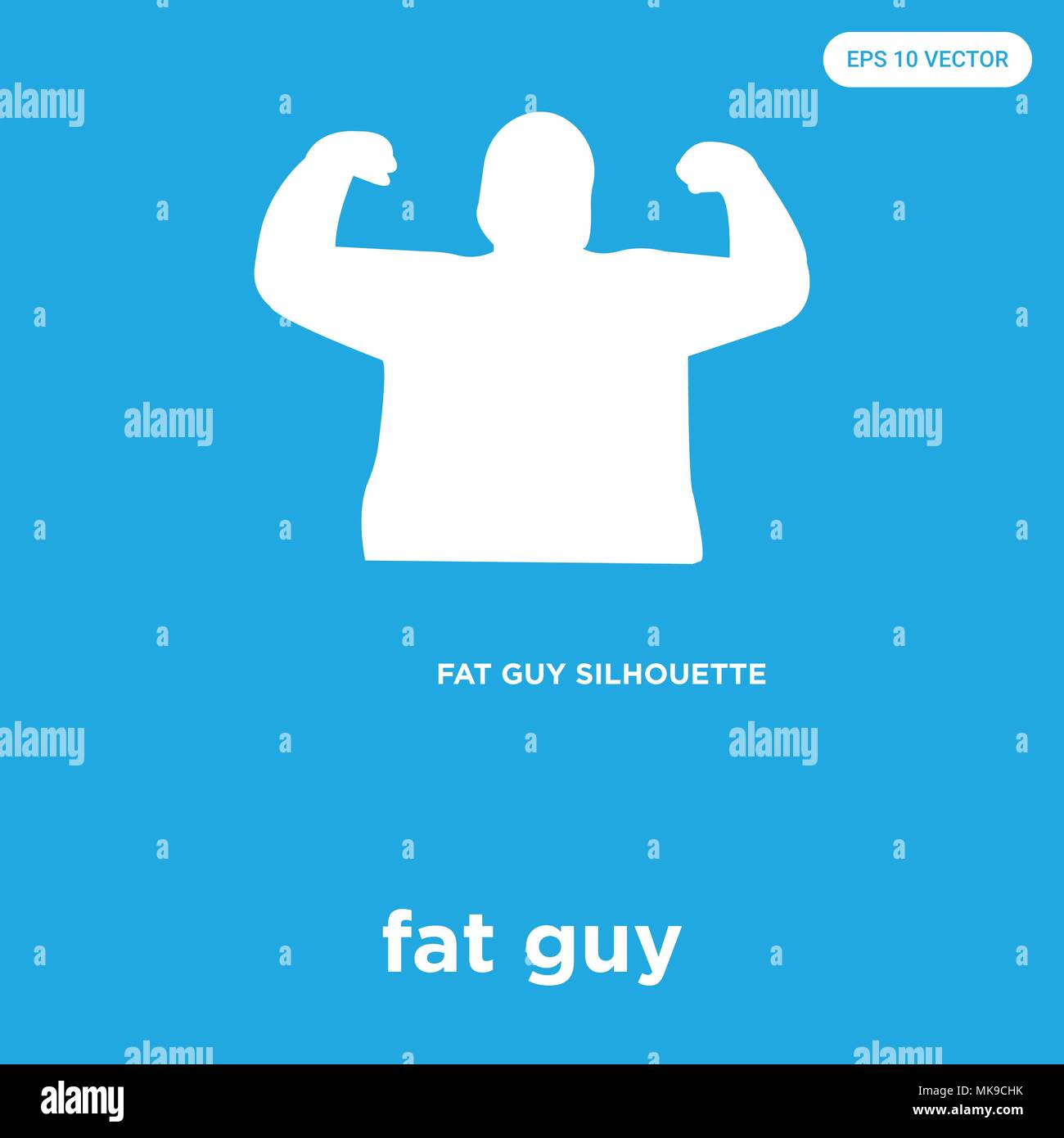 fat guy vector icon isolated on blue background, sign and symbol Stock ...