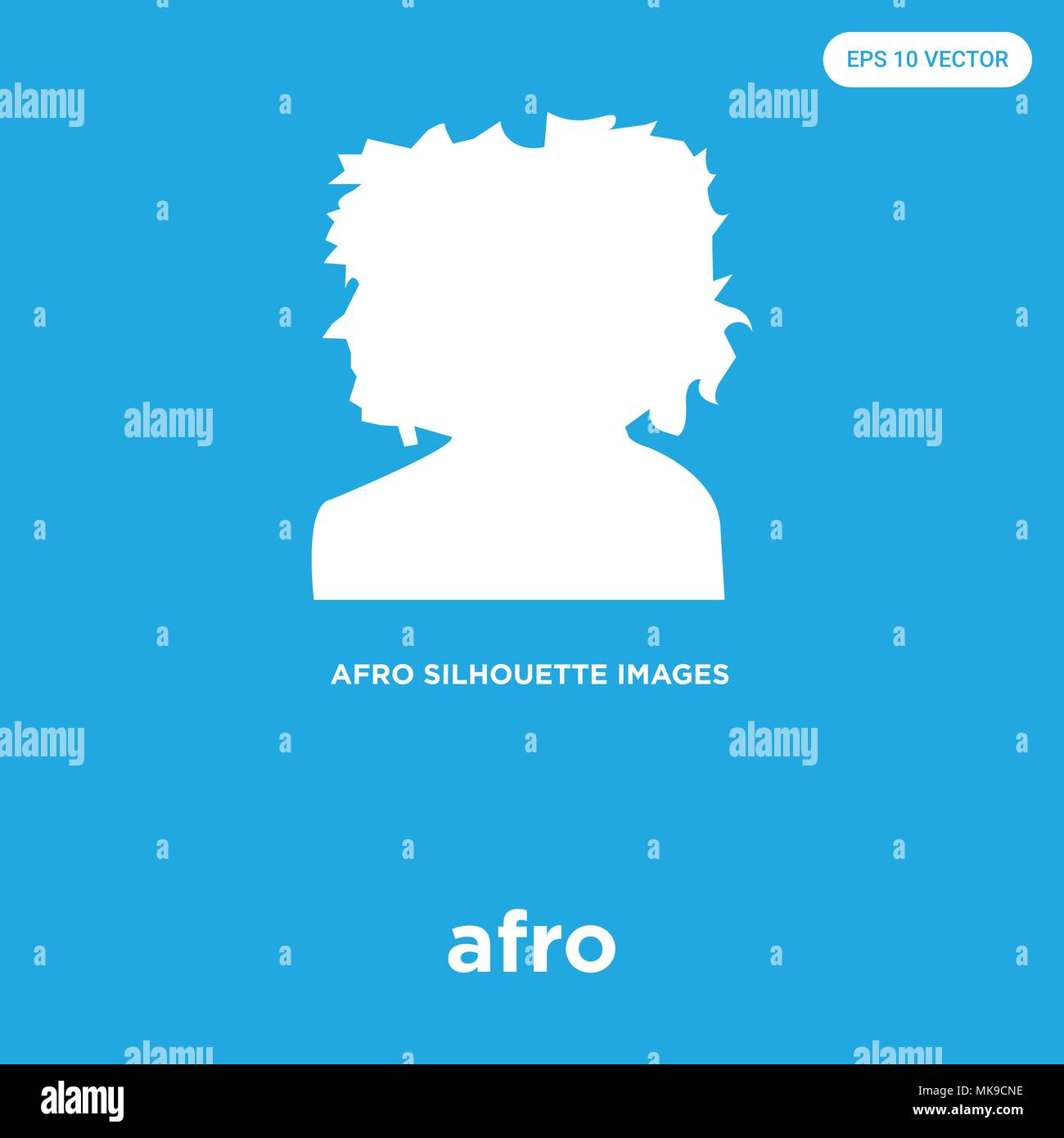 afro vector icon isolated on blue background, sign and symbol Stock ...