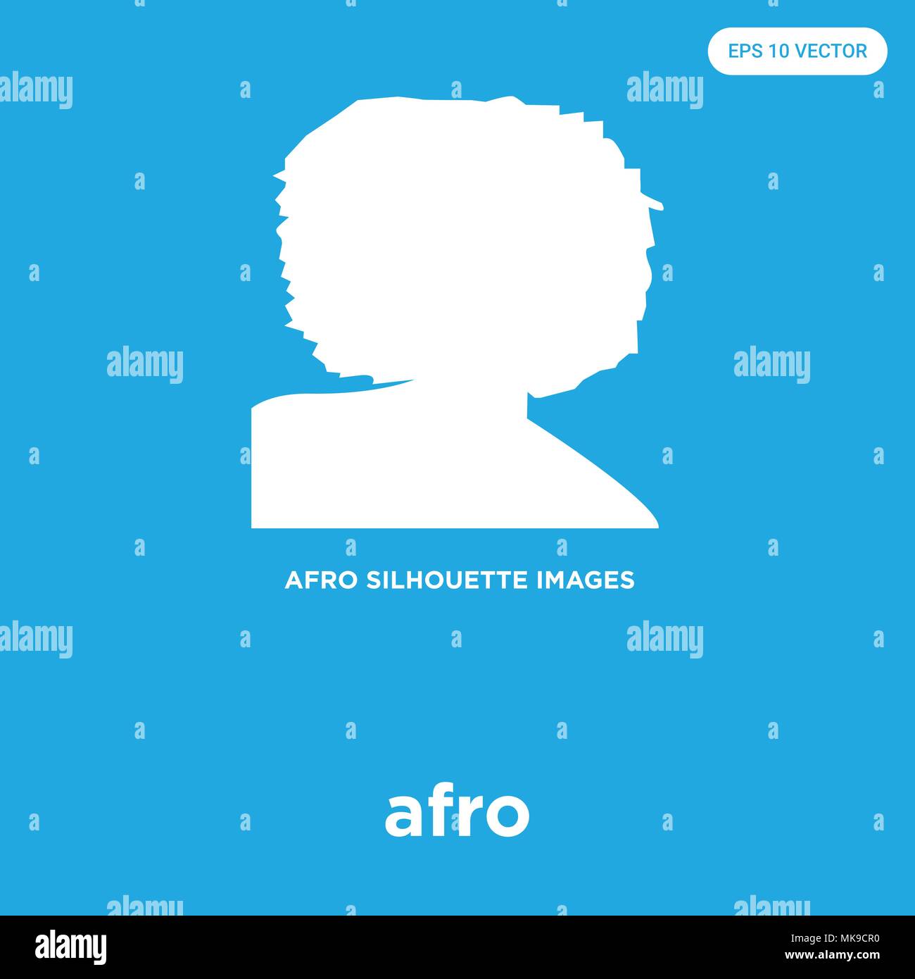 afro vector icon isolated on blue background, sign and symbol Stock ...