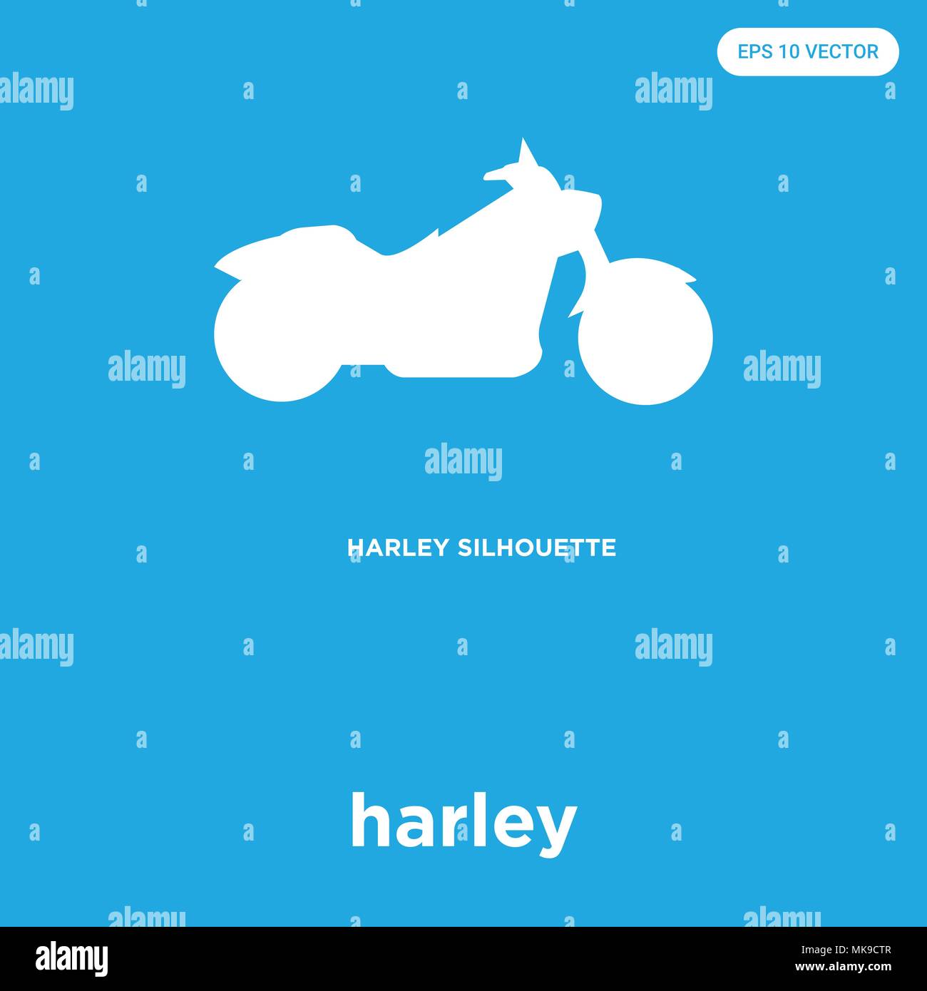 harley vector icon isolated on blue background, sign and symbol Stock ...