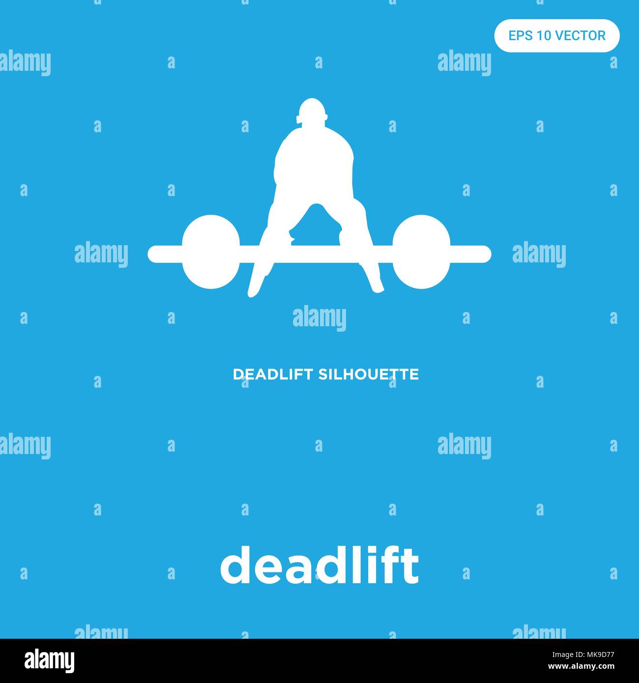 deadlift vector icon isolated on blue background, sign and symbol Stock ...