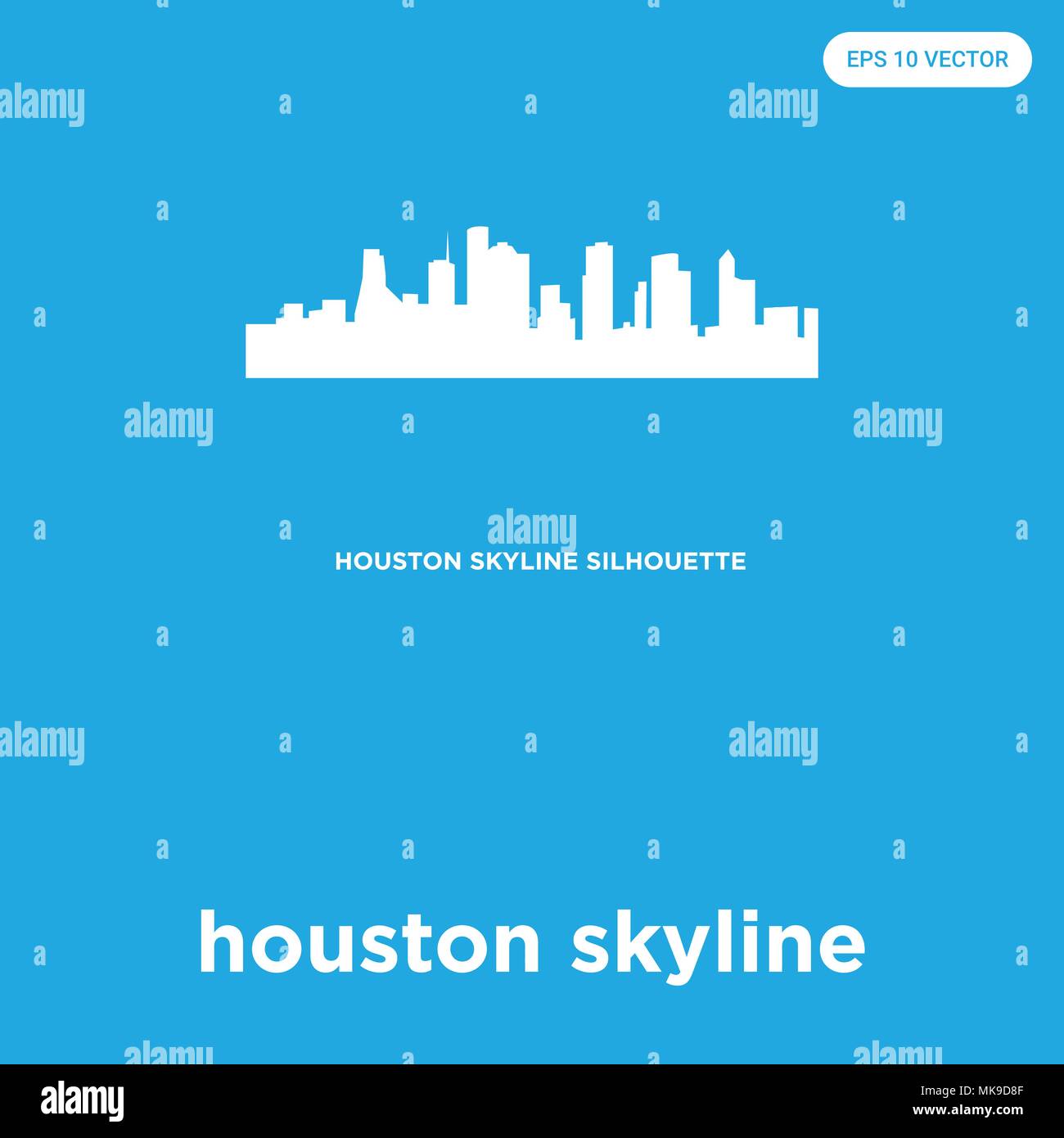 houston skyline vector icon isolated on blue background, sign and ...