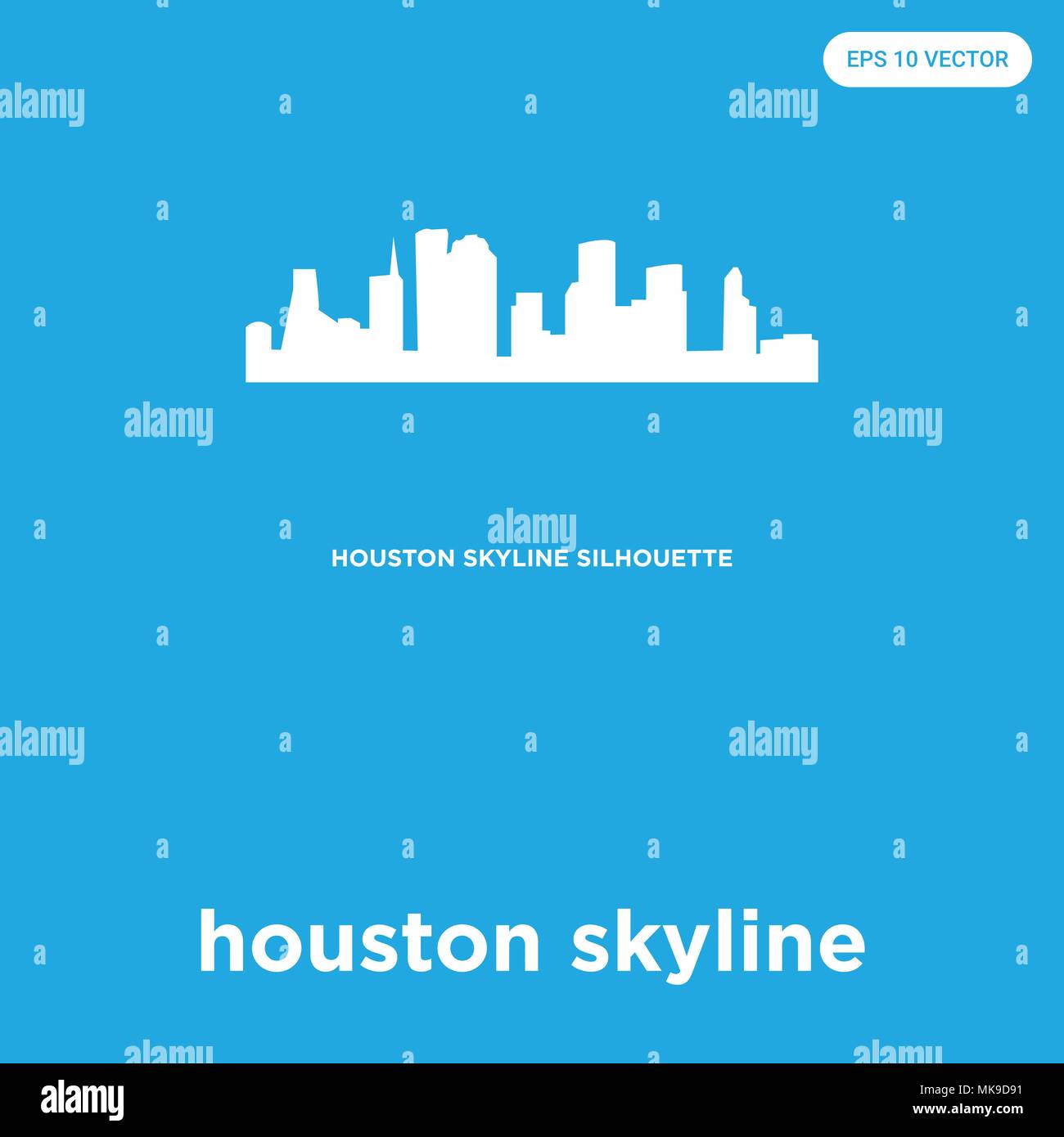 houston skyline vector icon isolated on blue background, sign and ...